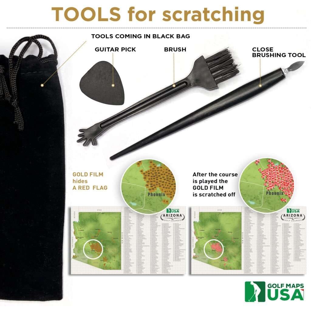 Arizona Golf Course Scratch Off Map - Golf Maps USA