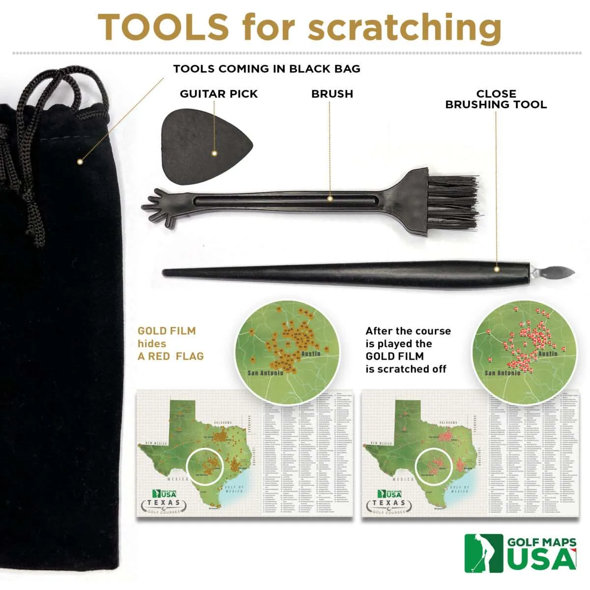 Texas Golf Course Scratch Off Map - Golf Maps USA